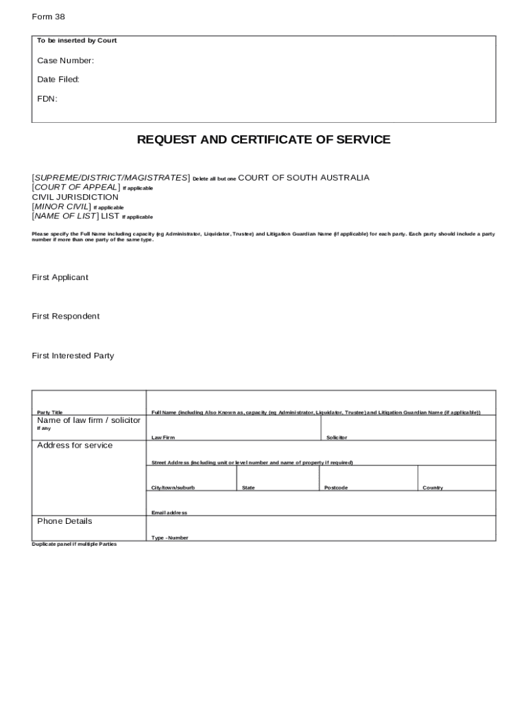 38 Request and Certificate of Service Hague Convention Doc Template ...