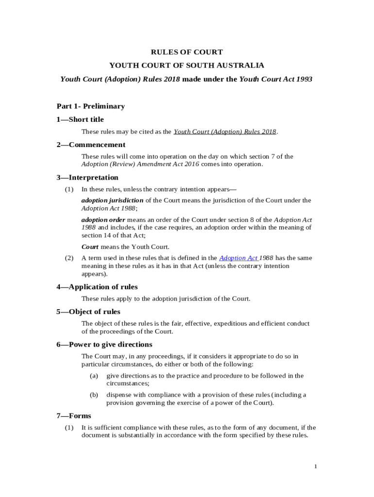 Youth Court Rules and s Doc Template | pdfFiller