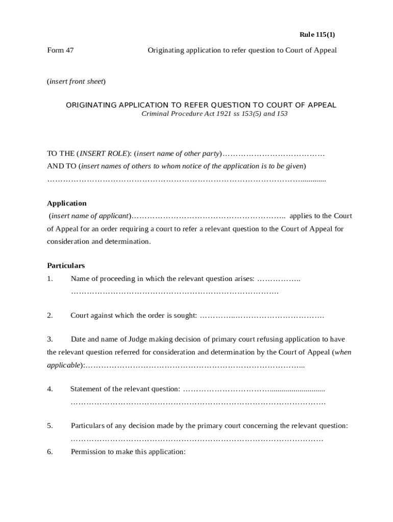 47 - Originating application to refer question to Court ... Doc ...