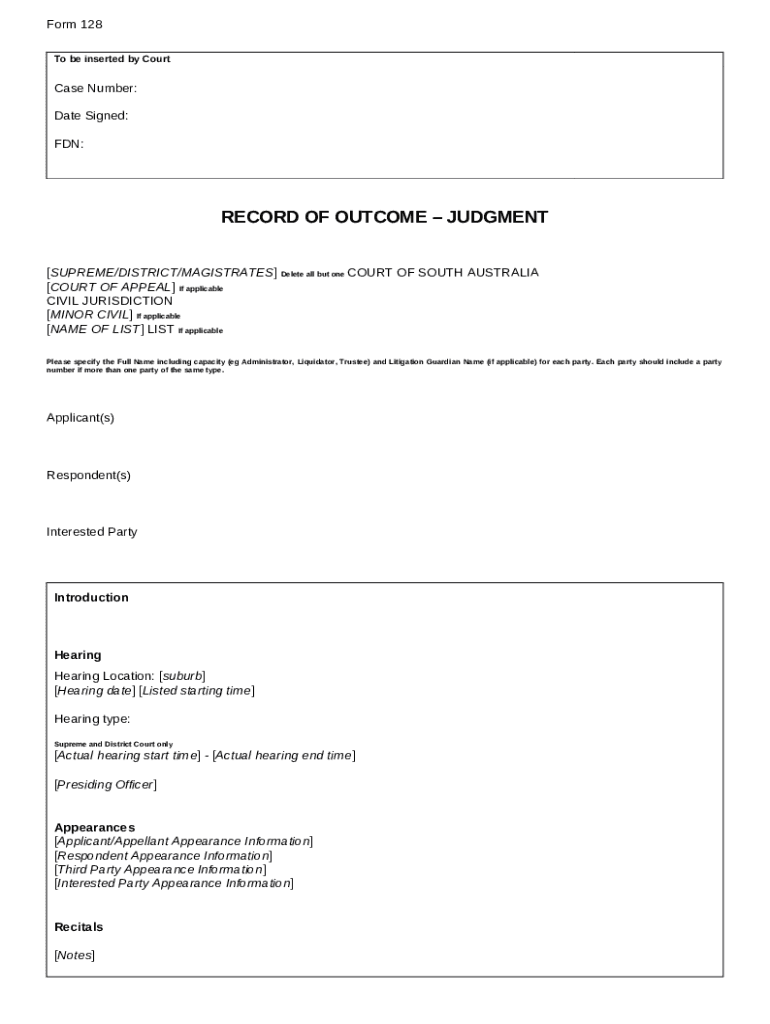 128 Record of Outcome Doc Template | pdfFiller