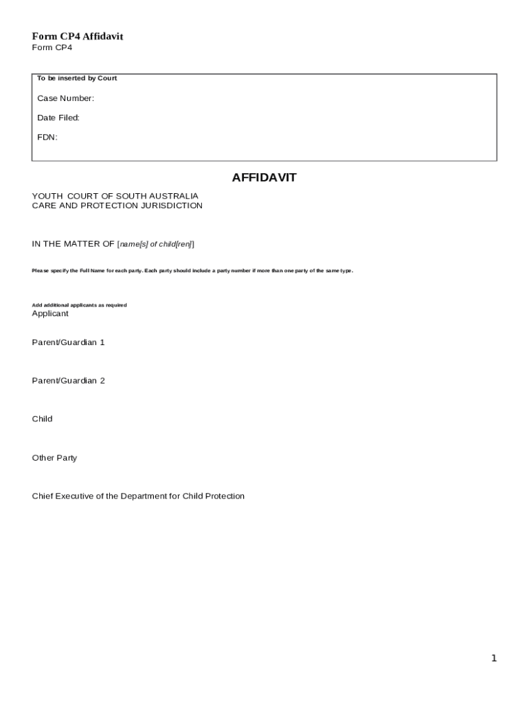 CP4 Affidavit Doc Template | pdfFiller