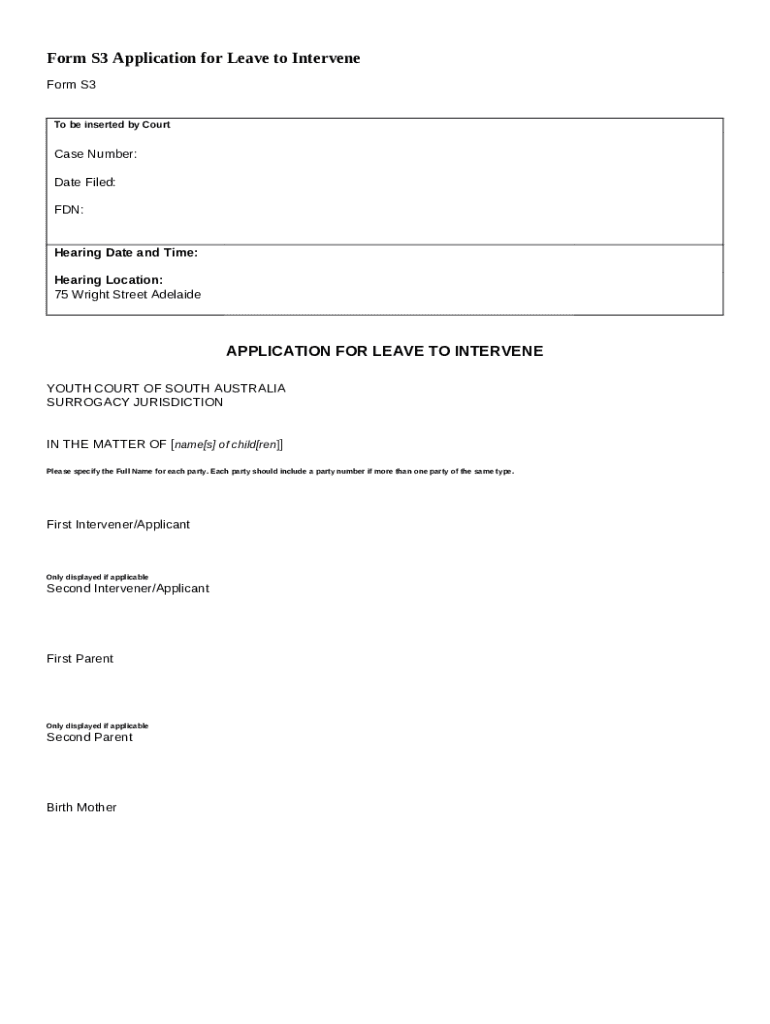 S3 - Application for Leave to Intervene Doc Template | pdfFiller