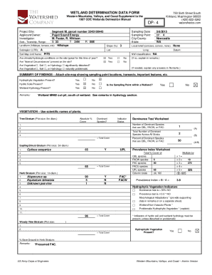 Fillable Online DATA FORM. Routine Wetland Determination Fax Email ...