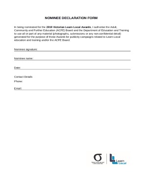 NOMINEE DECLARATION - education.vic.gov.au Doc Template | pdfFiller