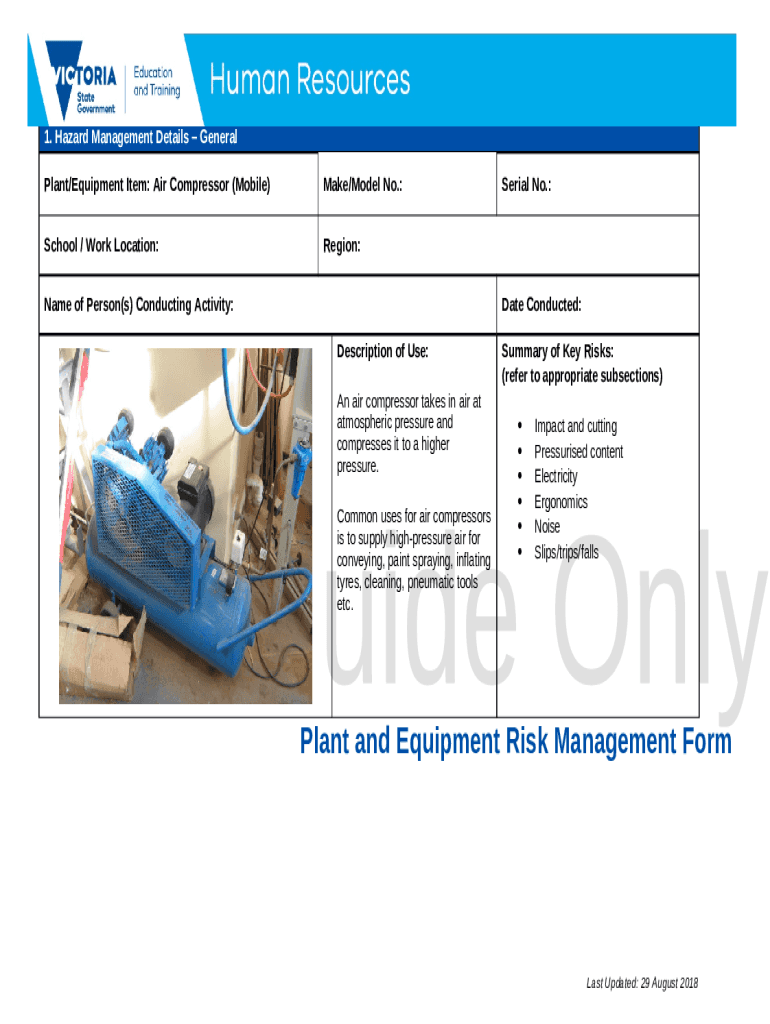 Plant and Equipment Risk Management - Air Compressor Doc Template ...