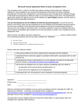 School Agreement 3.1 WAH Acceptance Doc Template | pdfFiller