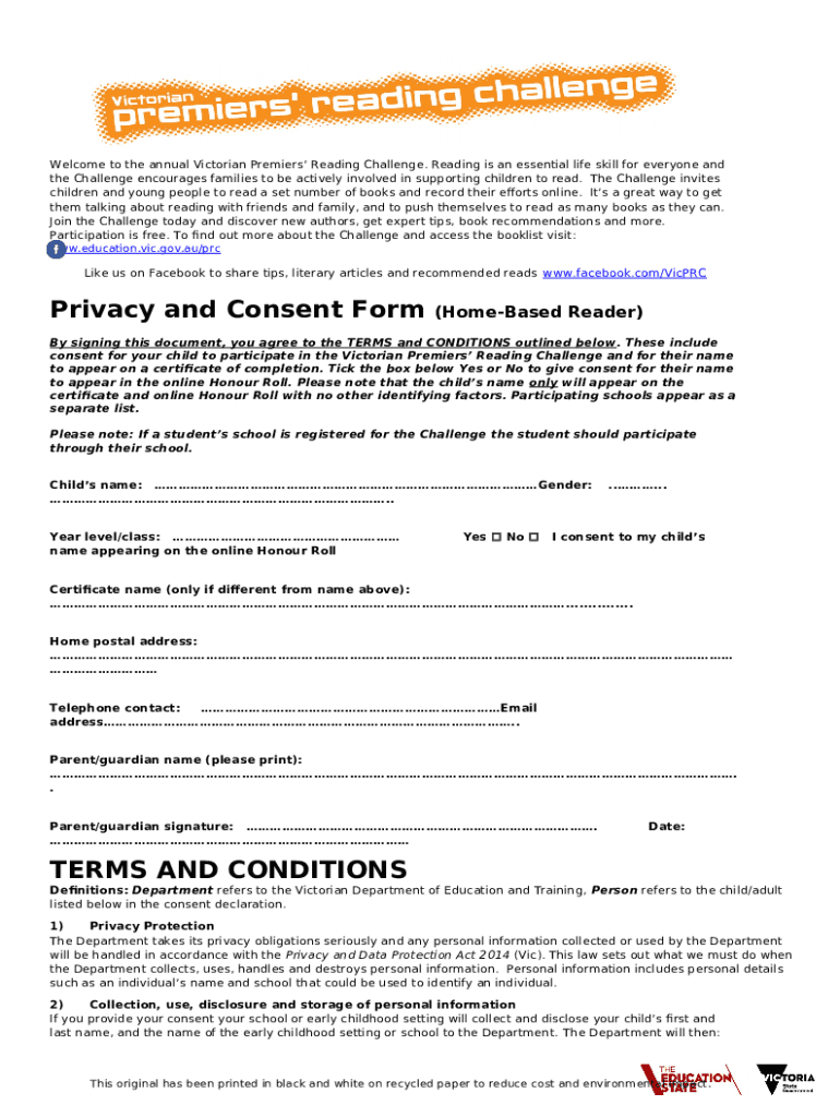 PRC Privacy Consent - Home Based Reader email incl Doc Template | pdfFiller