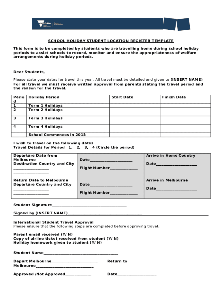ISP Holiday Location Register Template Doc Template | pdfFiller