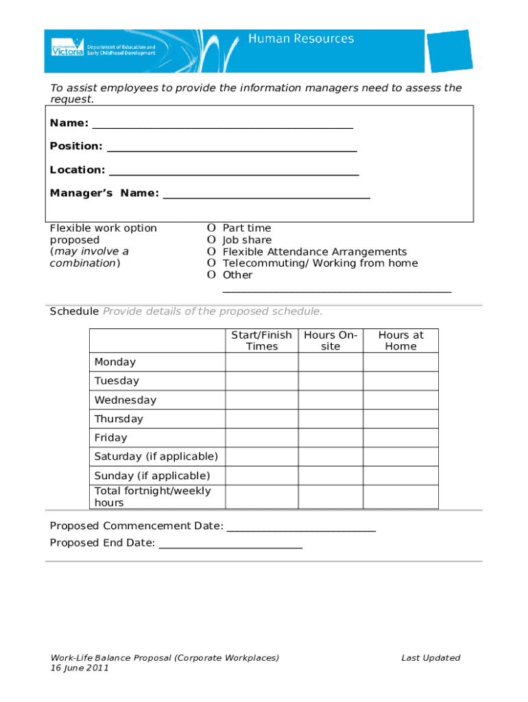 Work-Life Balance Proposal (Corporate Workplaces). Flexible Work Doc ...