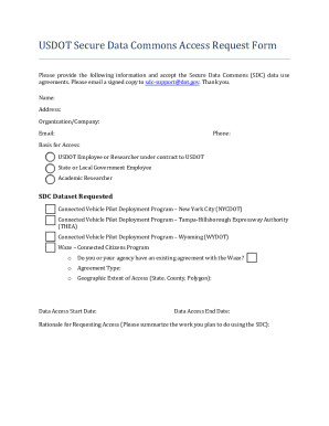 Fillable Online PDF USDOT Secure Data Commons Access Request Form Fax ...