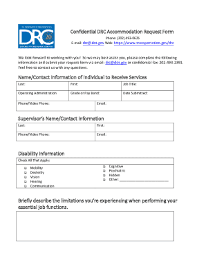 Fillable Online DRC Accommodation Form - Department of Transportation ...