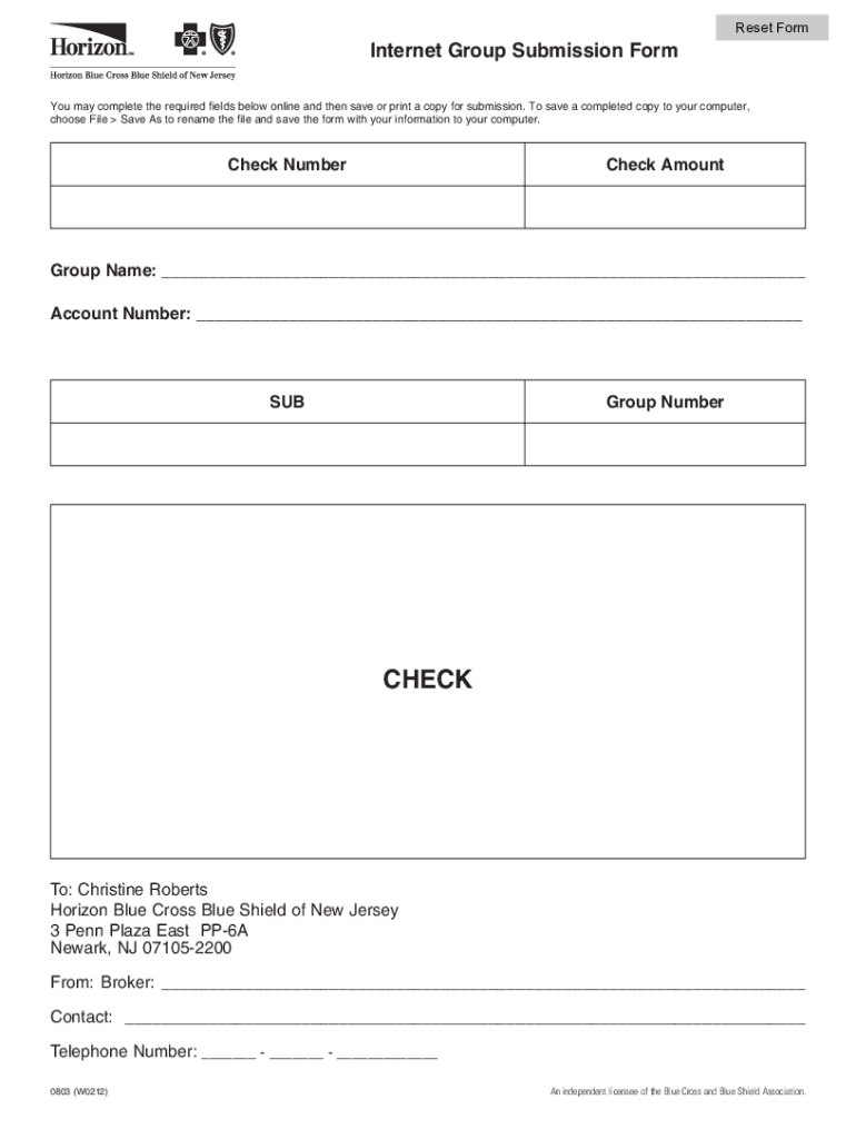 Fillable Online Reset Form ENROLLMENT/CHANGE REQUEST Horizon BCBSNJ Dental ... Fax Email Print ...