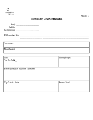 Fillable Online Addendum E Individual Family Service Coordination Plan ...