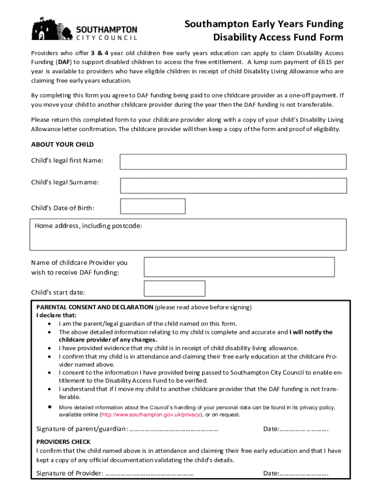 Fillable Online Disability Access Fund Form Fax Email Print - pdfFiller