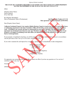 Fillable Online sco ca General Due Diligence Sample Letter - State ...