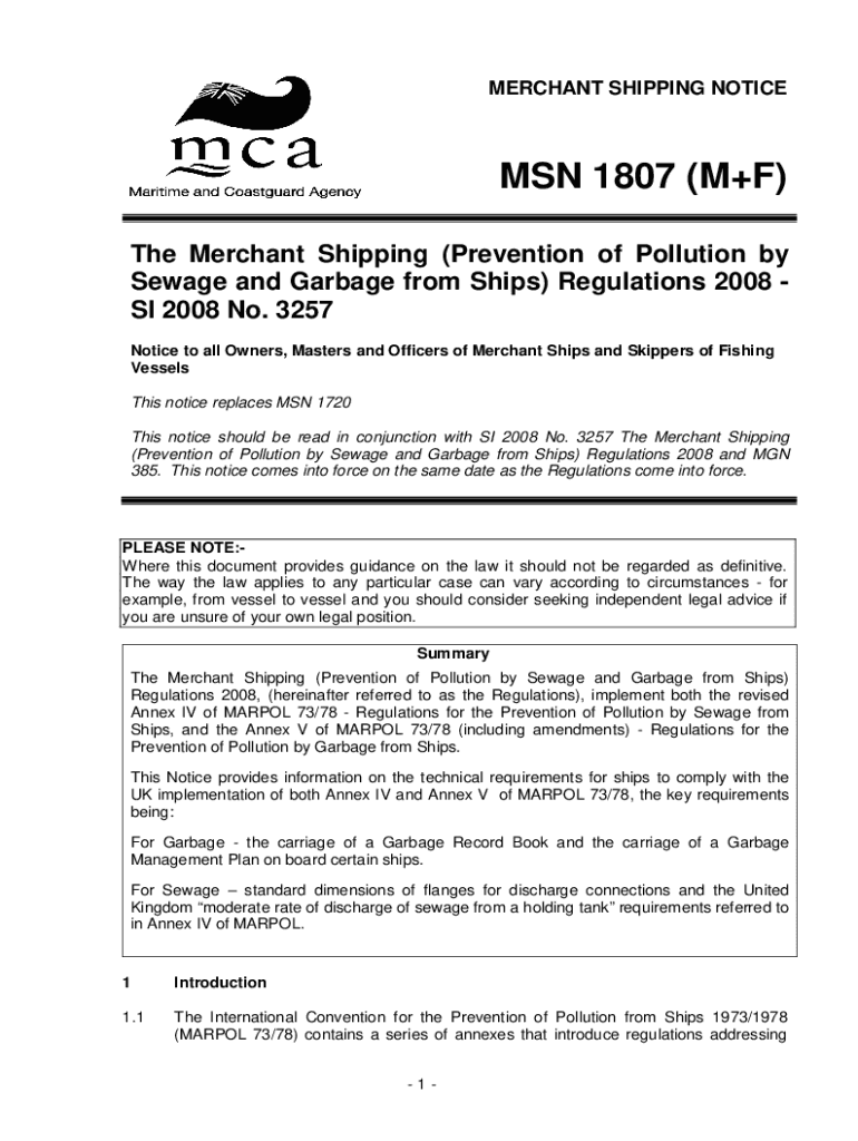 Fillable Online The Merchant Shipping (Prevention of Pollution by Sewage and ... Fax Email Print ...