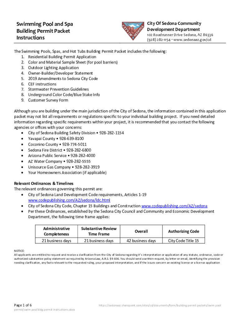 Fillable Online Swimming Pool and Spa Building Permit Packet ...