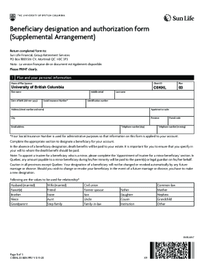 Fillable Online Beneficiary designation and authorization form ...