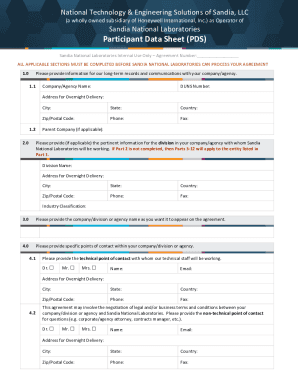 Fillable Online cubit sandia Participant Data Sheet (PDS) - Sandia ...