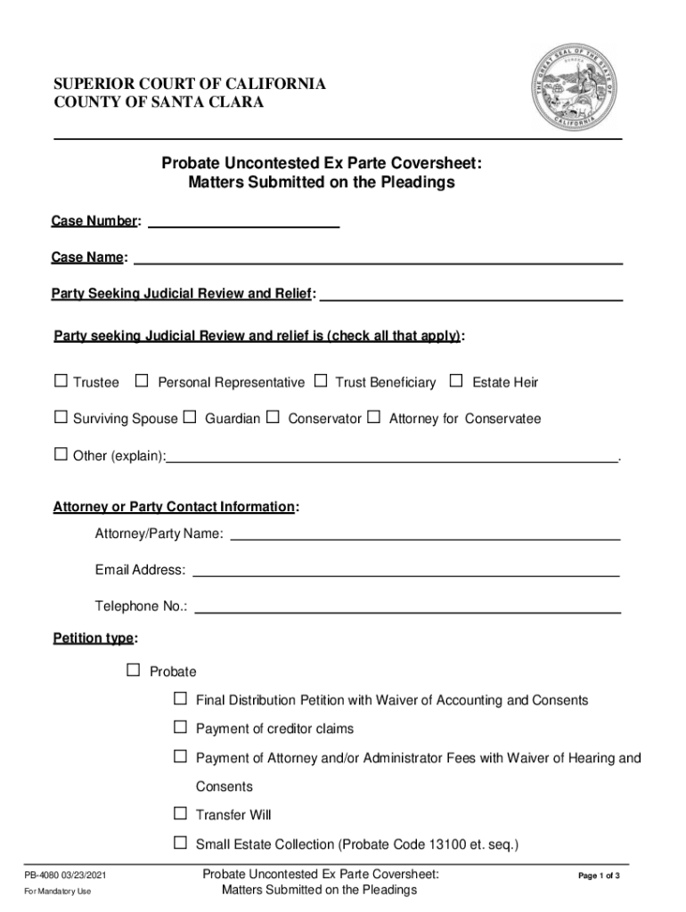 Fillable Online PB-4078 - Optional ex parte form Fax Email Print ...