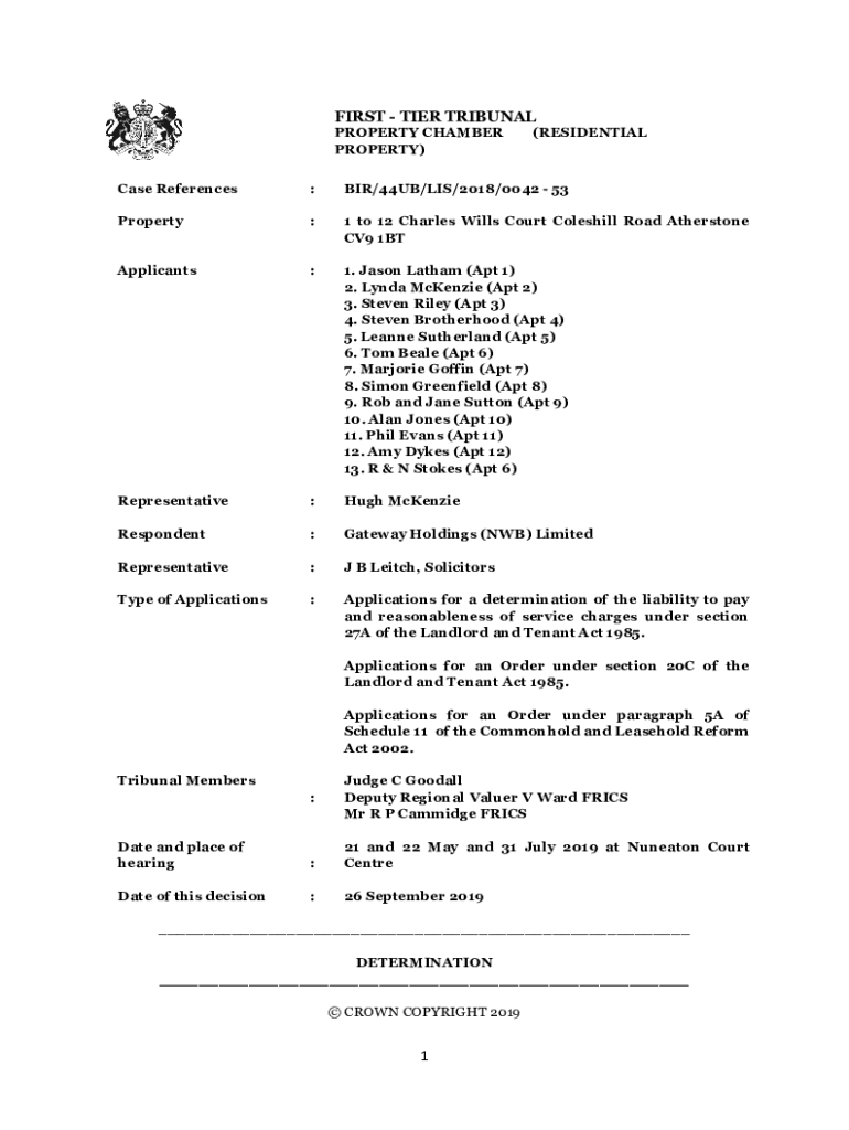 Fillable Online 1 FIRST - TIER TRIBUNAL - Gov.uk Fax Email Print ...