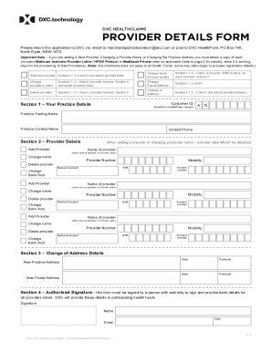 Fillable Online DXC PROVIDER DETAILS FORM Fax Email Print - pdfFiller