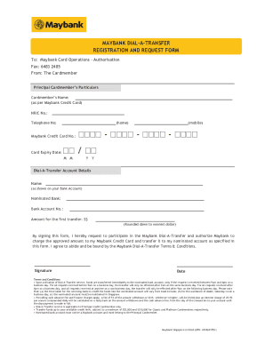 Fillable Online Maybank Fund Transfer Application Form (Credit Card ...