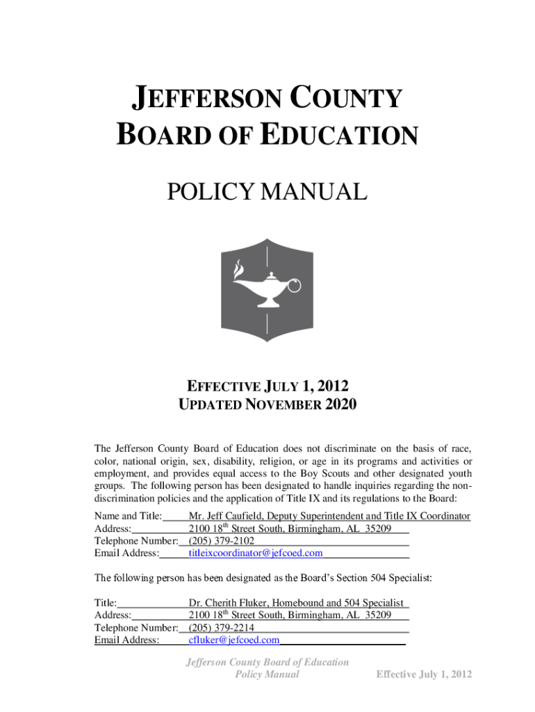 Fillable Online Board of Education - Jeffco Public SchoolsBoard of ...