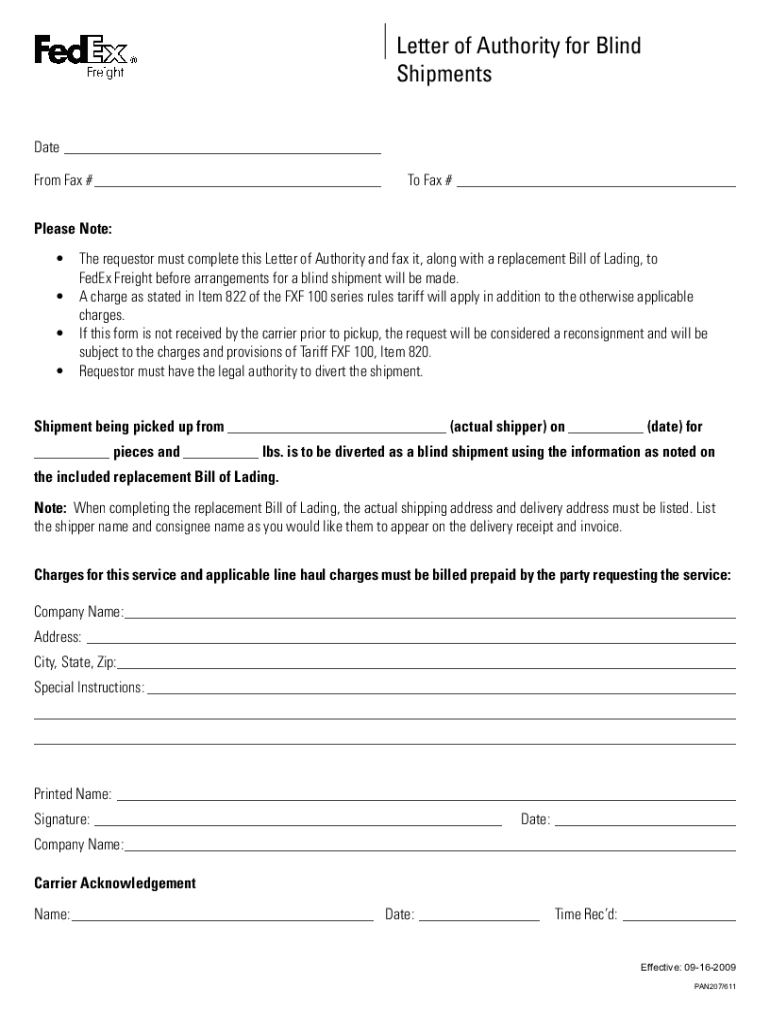 Fillable Online 20 Bill Of Lading Form Fedex - Free to Edit, Download ...