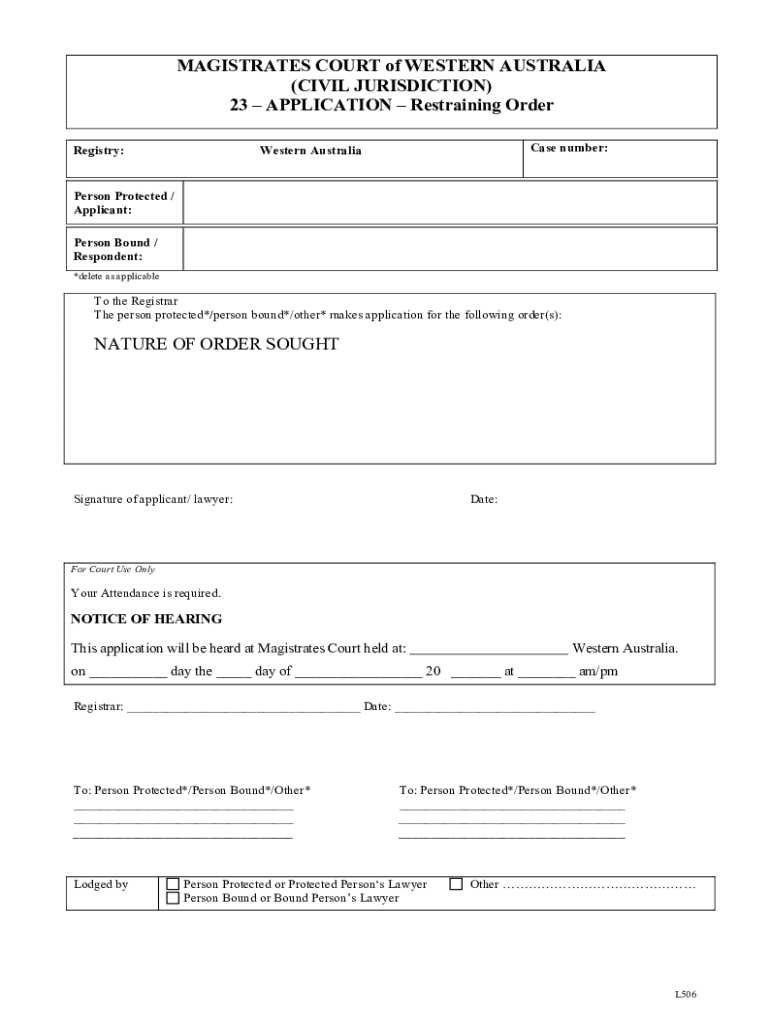 Application restraining order western: Fill out & sign online | DocHub