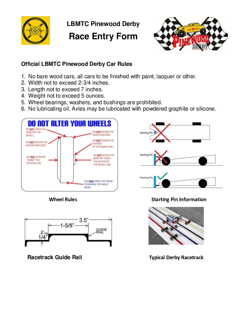 Fillable Online LBMTC Pinewood Derby Race Entry Form Fax Email Print ...