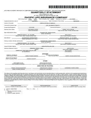 Fillable Online Q1/2021 Quarterly Statement - Pacific Life Fax Email ...