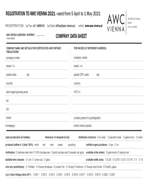 Fillable Online REGISTRATION TO AWC VIENNA 2013 - send from April, 15th ...