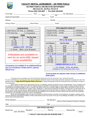 Fillable Online pool facility rental agreement Fax Email Print - pdfFiller