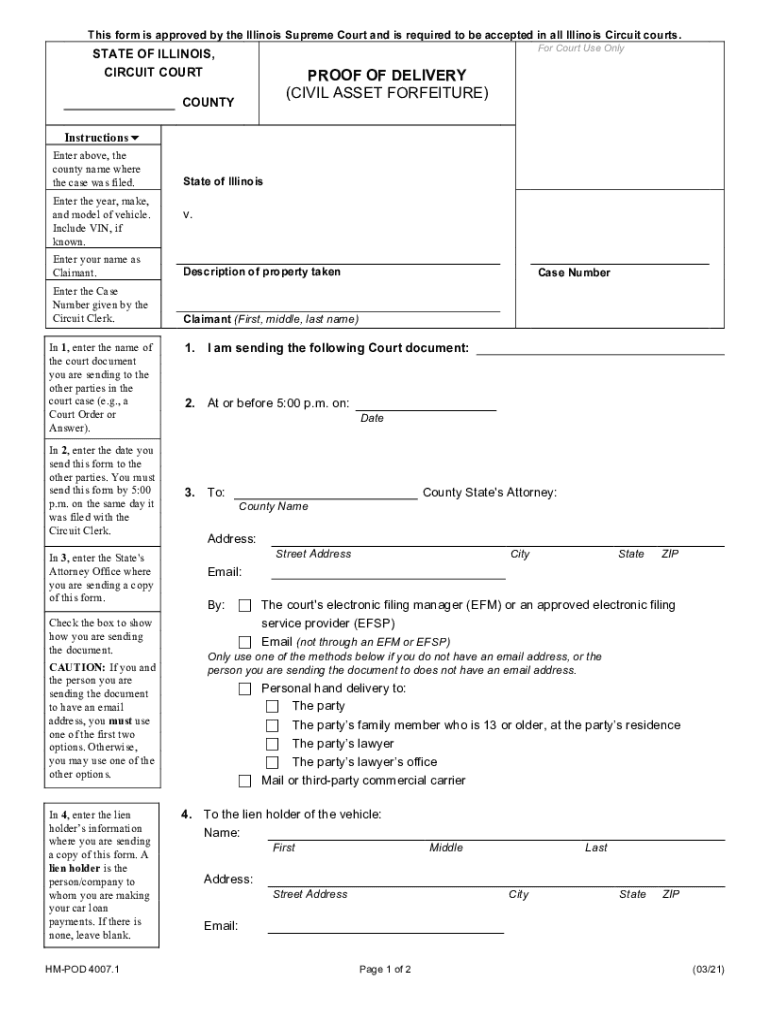 Fillable Online Illinois Standardized Forms - Approved - Proof Of ...