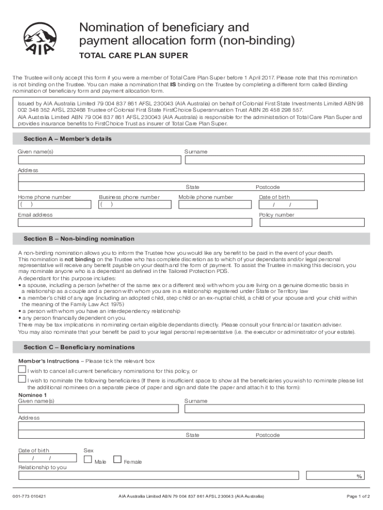 Fillable Online Nominating Beneficiaries - PSERSBeneficiary Designation ...