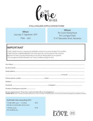 Fillable Online Stallholder Application Form - Narberth Food Festival Fax Email Print - pdfFiller