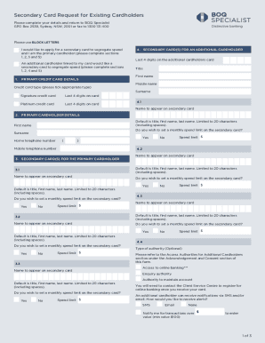 Fillable Online 46509 BOQ 000073 SECONDARY CARD REQUEST APPLICATION ...
