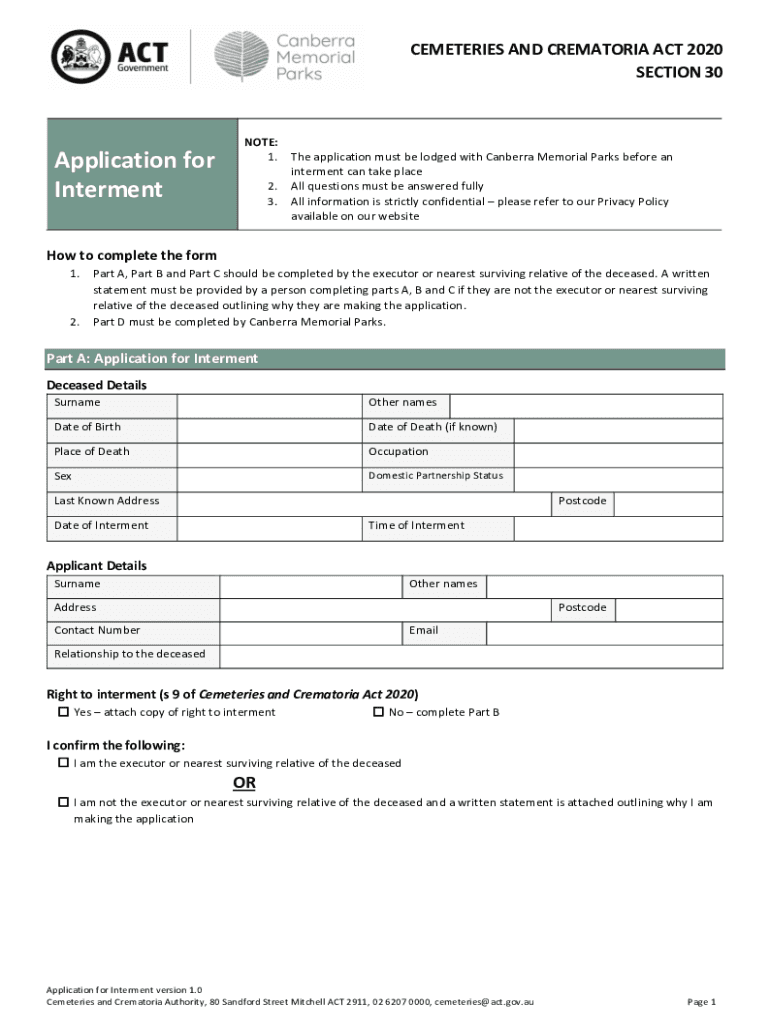 Fillable Online Plaque Application Form - Canberra Cemeteries Fax Email Print - pdfFiller