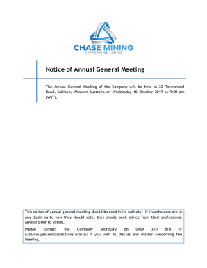 Fillable Online Notice of annual general meeting Sample Clauses Fax ...