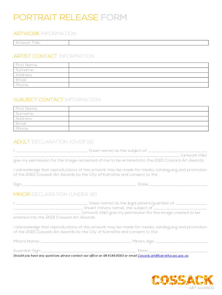 Fillable Online PORTRAIT RELEASE FORM Fax Email Print - pdfFiller