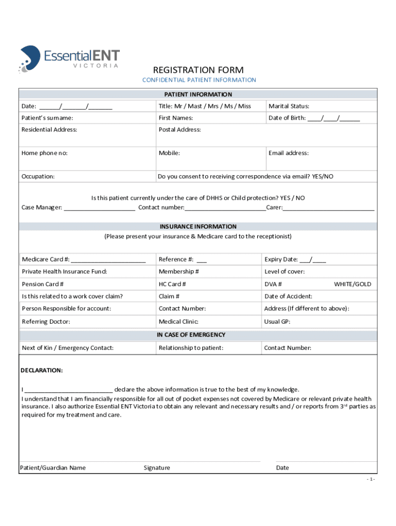 Fillable Online Patient Registration Form PDF DOWNLOAD Fax Email Print ...