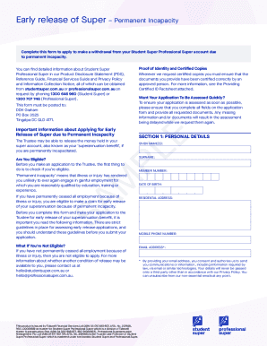 Fillable Online Early Release of Super Benefits Form Fax Email Print ...