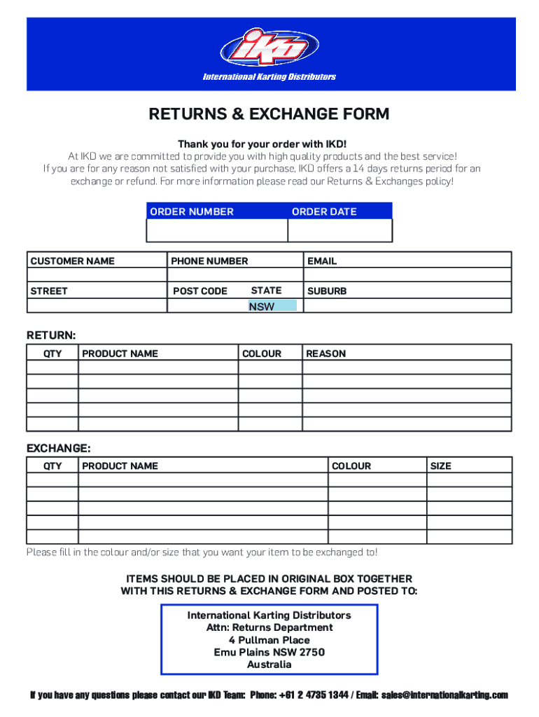 Fillable Online Returns and Exchanges form.indd Fax Email Print - pdfFiller