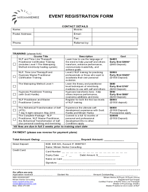Fillable Online MHC Training Registration Form (vM) Fax Email Print ...