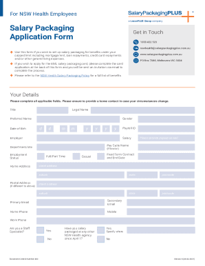 Fillable Online Salary Packaging Application Form - healthshare.nsw.gov ...