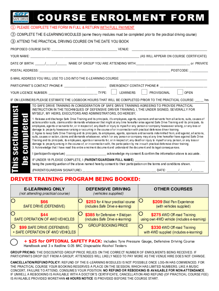 Fillable Online FREE 18+ Training Enrollment Form Examples & Templates ...