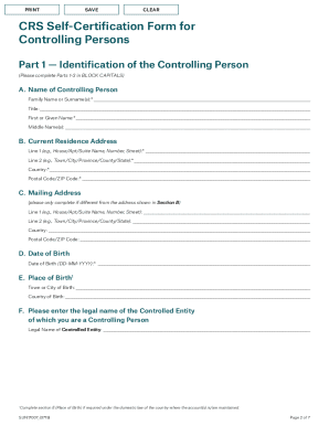 Fillable Online CRS Self-Certification Form for Controlling Persons ...