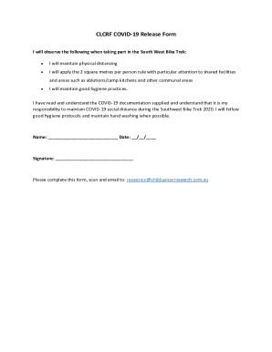 Fillable Online CLCRF COVID release form.docx Fax Email Print - pdfFiller