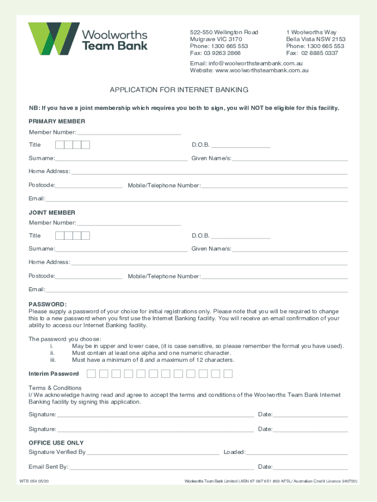 Fillable Online Application for Internet Banking -Form Fax Email Print ...